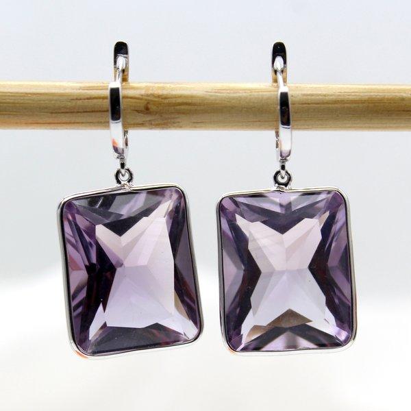 Amethyst Rectangular Dangle Drop Earrings – Archariel